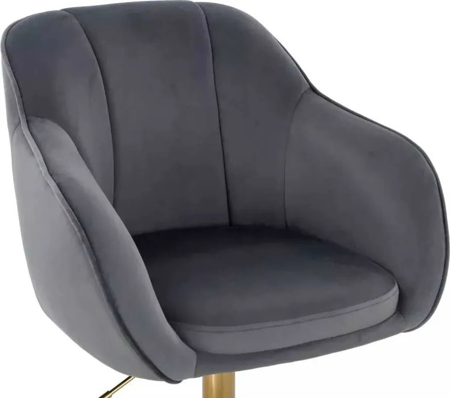 LuxuryForm DESIGN Otočná židle AVOLA VELUR na zlaté podstavě s kolečky - tmavě šedá