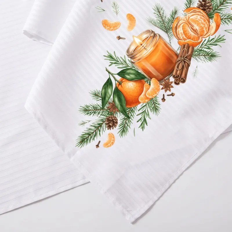 Damaškový ubrus Winter Mandarin 35x180 cm EMI