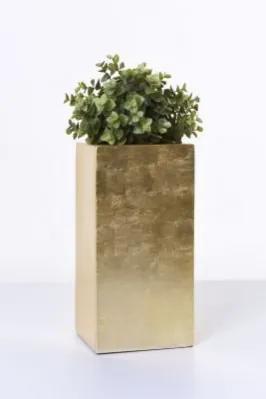 Květináč BLOCK 30, sklolaminát, výška 30 cm, zlatý lesk
