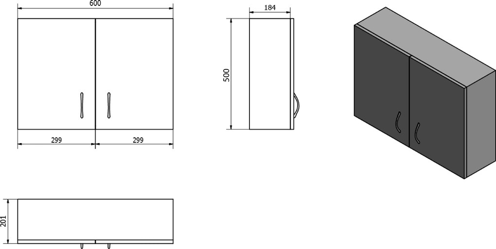 Aqualine, KERAMIA FRESH skříňka horní 60x50x20cm, bílá, 52363