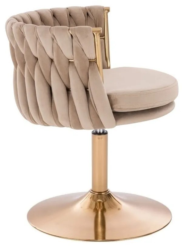 LuxuryForm DESIGN Otočná židle LYON VELUR na zlatém talíři - latte