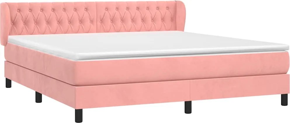 Box spring postel s matrací růžová 180x200 cm samet 3127690