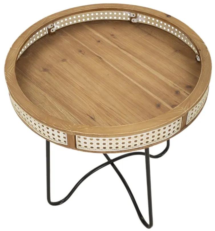 Kulatý odkládací stolek Mauro Ferretti Farnol Big, 60x60,5 cm, černá/hnědá