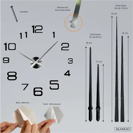 Moderní nalepovací nástěnné hodiny se zrcadlovými číslicemi | SENTOP 12SZ032