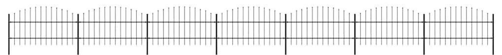 Zahradní plot s kopím nahoře ocelový 1172 x 100 cm černý 277718