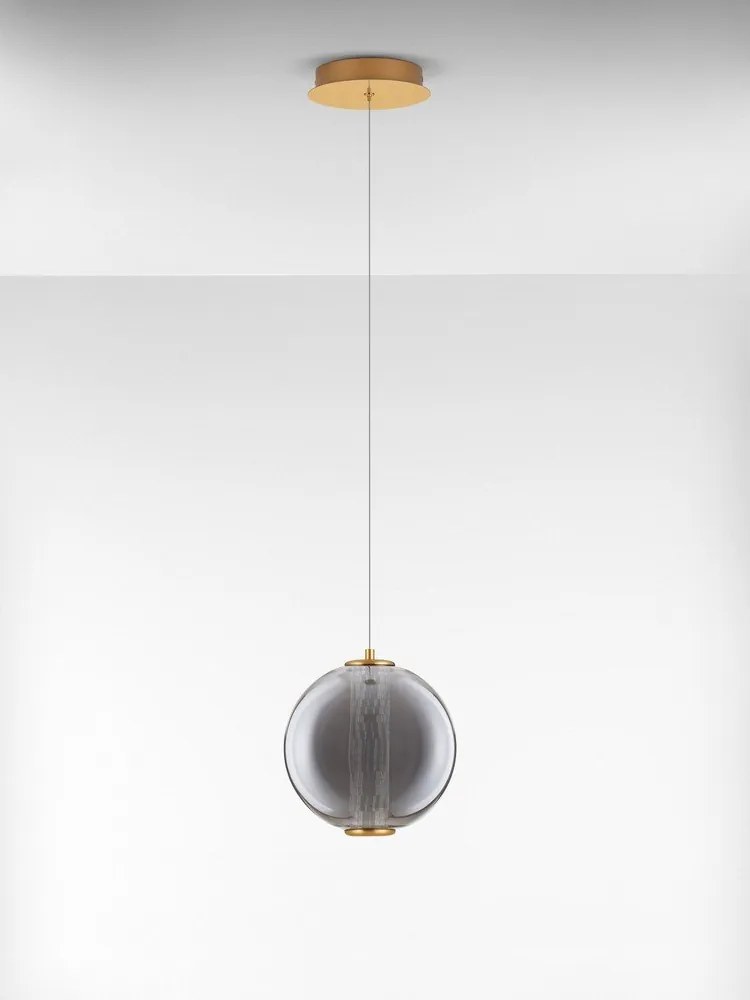 Šedé kovové LED závěsné svítidlo se skleněným stínidlem ø 22 cm Navi – Nova Luce