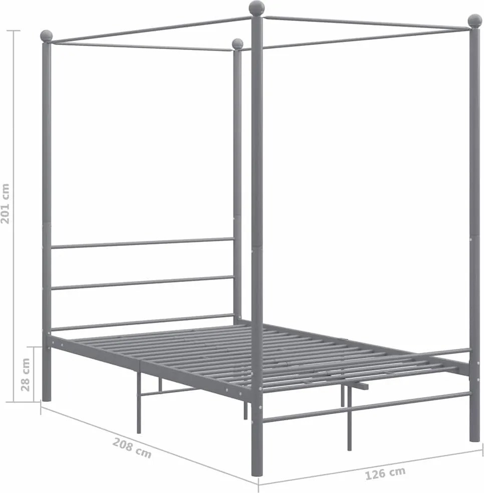 Rám postele s nebesy šedý kovový 120 x 200 cm 325059