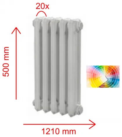 HOTHOT 20 článků, 49 barev, 500x1210 mm, Litinový radiátor HH0245