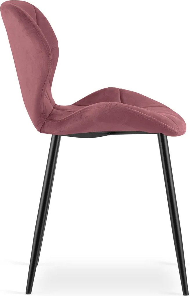 Jídelní židle MANGO VELVET s černými nohami, tmavě růžová