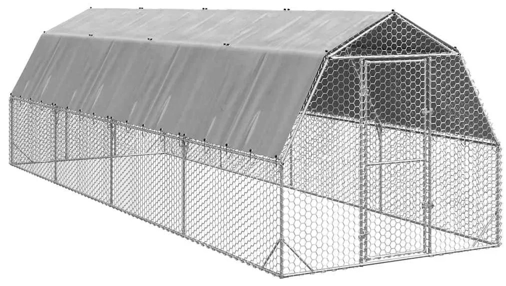 Výběh pro slepice se střechou 2,5x8x2,25 m pozinkovaná ocel 3328523