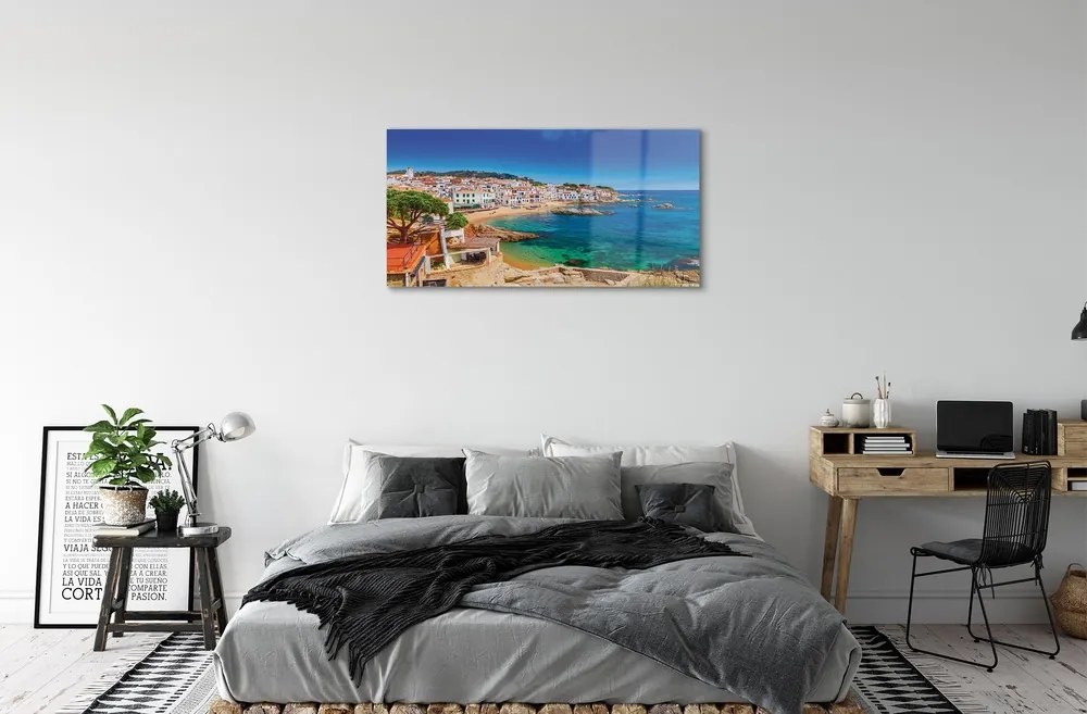 Obraz na skle Španělsko coast beach city 125x50 cm