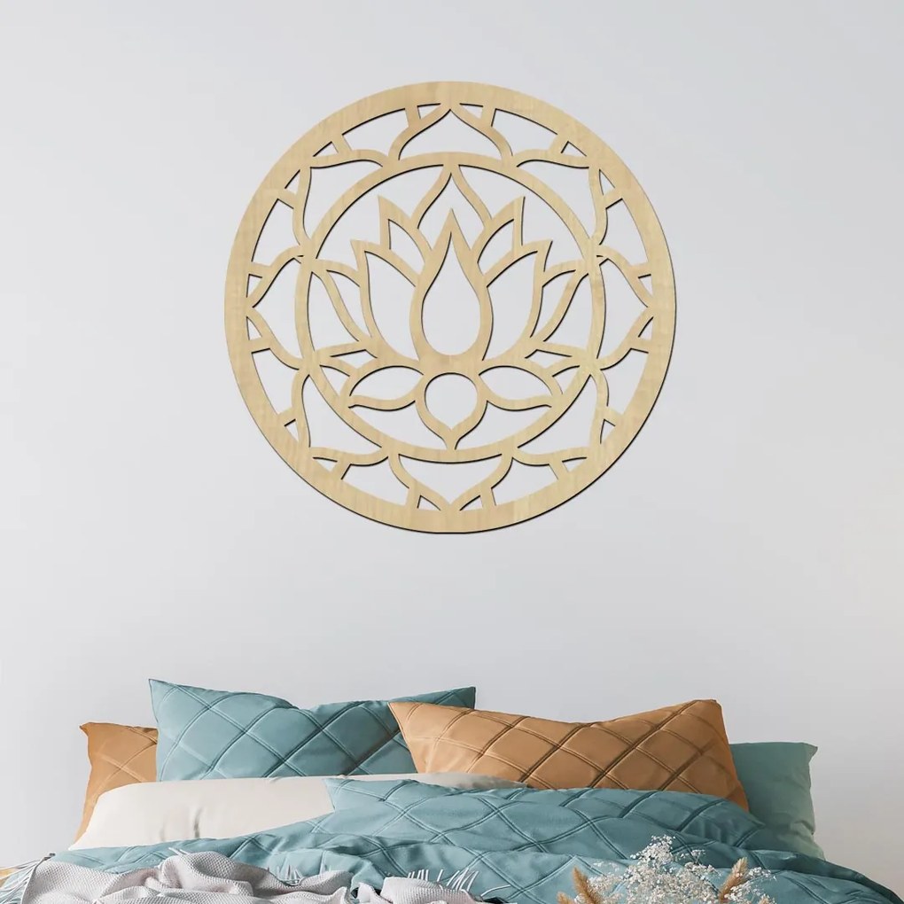 dřevo života Dřevěný obraz LOTUS MANDALA Zvolte barvu dekoru: Javor, Rozměry šxv (cm): 20x20