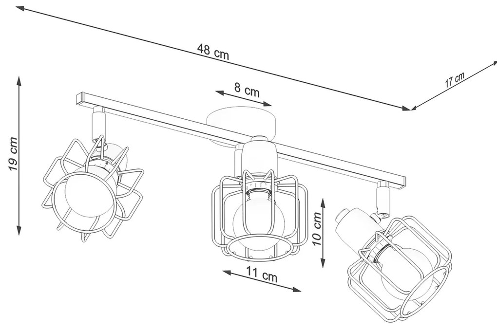 Sollux Lighting Stropní svítidlo BELUCI 3 Černá