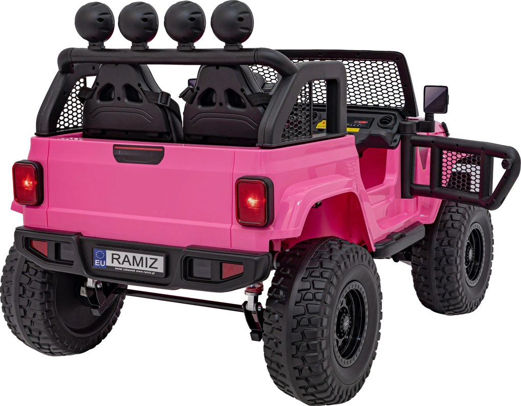 Ramiz Terénní auto OFF-ROAD 3.0 pro děti růžové + dálkové ovládání + pomalý start + pásy + LED a zvuky
