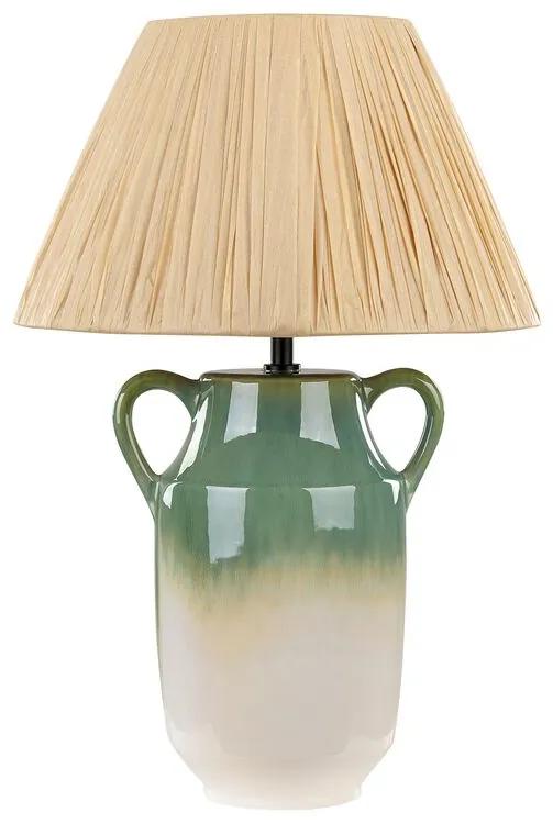 Keramická stolní lampa zelená/bílá LIMONES Beliani