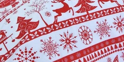 Povlečení bavlněné Vánoční povlečení Christmas červené TiaHome - 1x Polštář 90x70cm, 1x Přikrývka 140x200cm