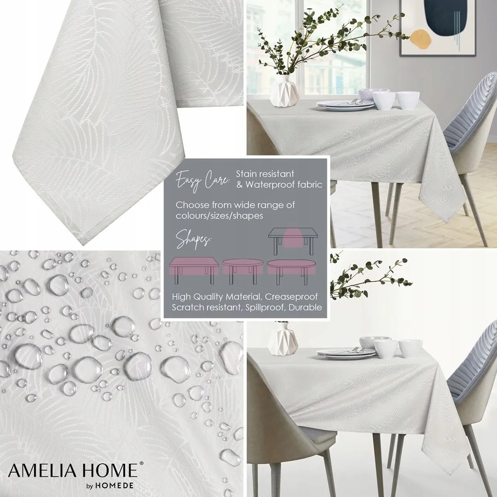 Ameliahome Gaia Rostlinný Lisovaný Obrus 80X80 80x80 Krémový