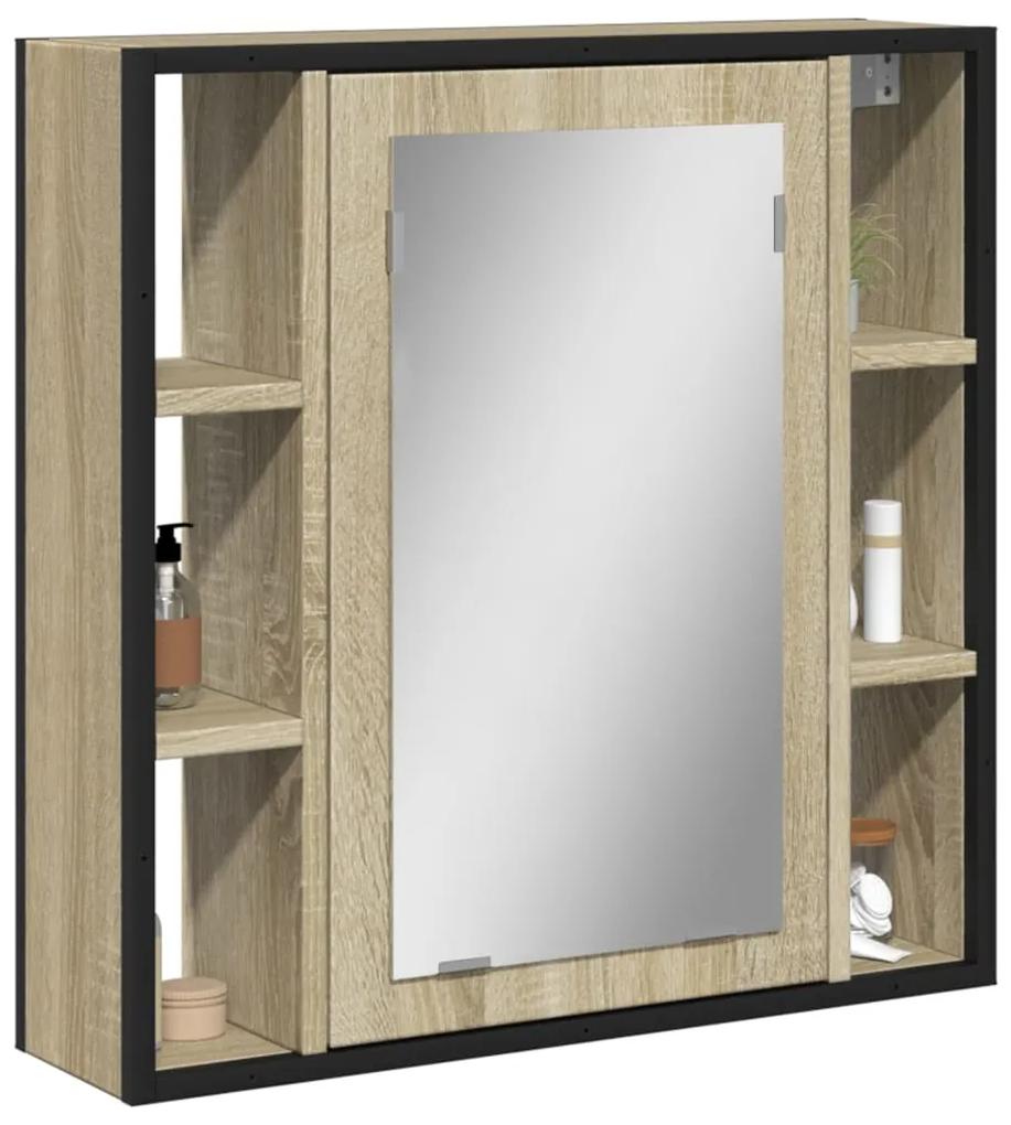 Koupelnová skříňka se zrcadlem dub sonoma 60x16x60 cm kompozit - Default Title