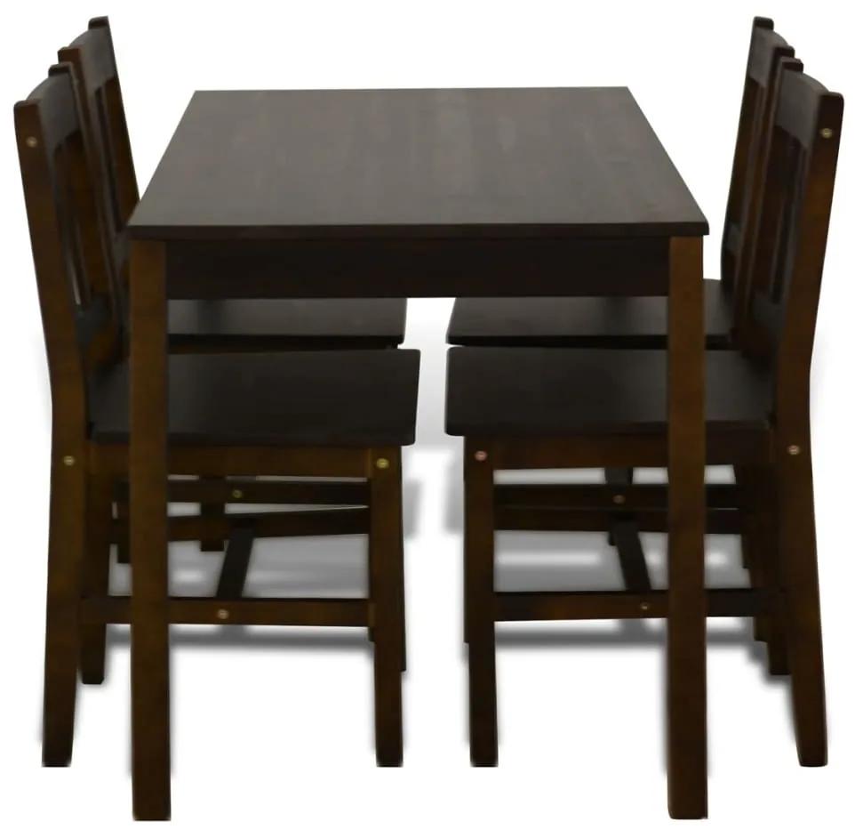 vidaXL Dřevěný stůl se 4 židlemi, hnědá barva