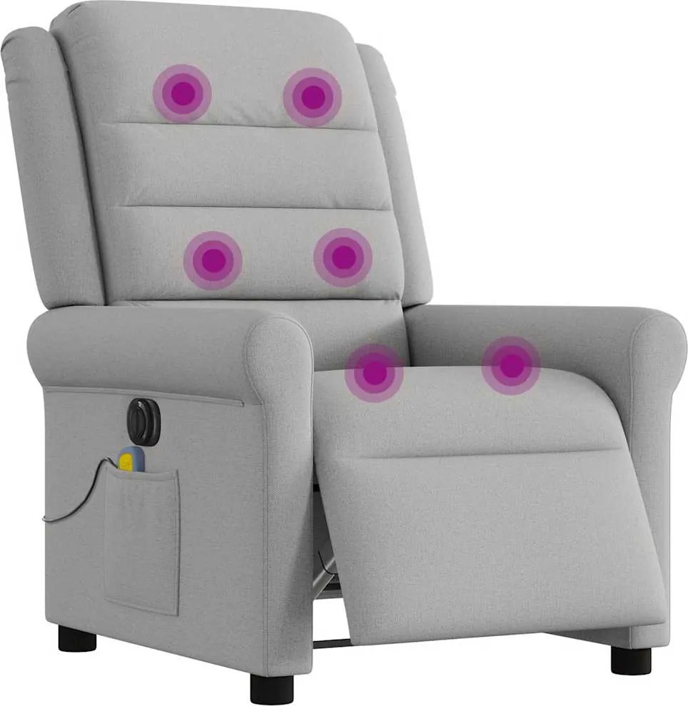 Elektrické masážní polohovací křeslo obláčkově šedé textil 3303313