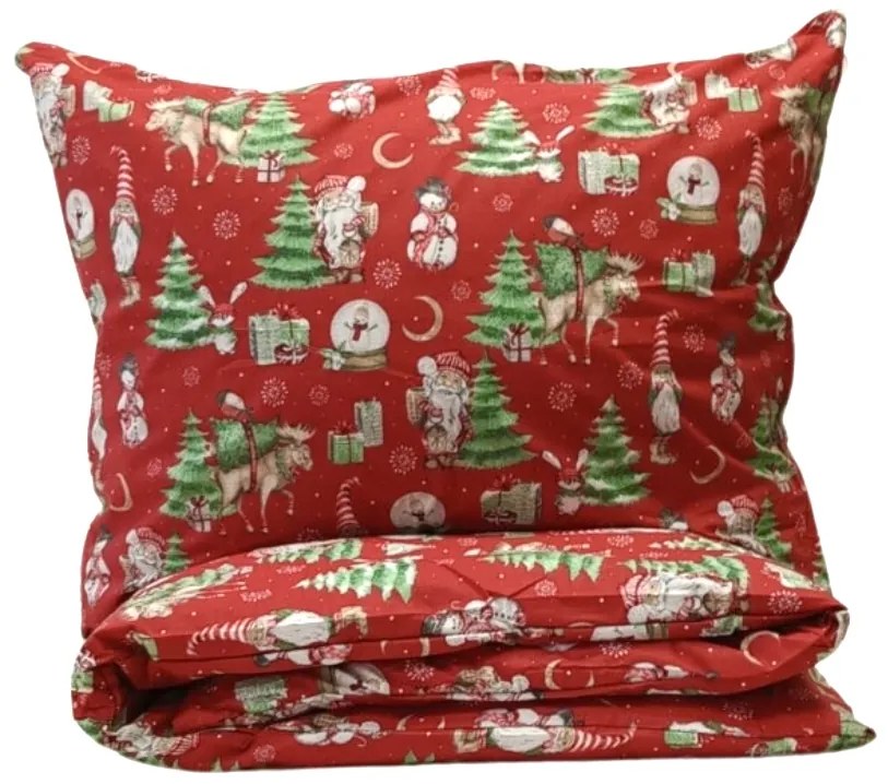 Povlečení bavlněné Vánoční Santa Claus TiaHome - 1x Polštář 90x70cm, 1x Přikrývka 140x200cm