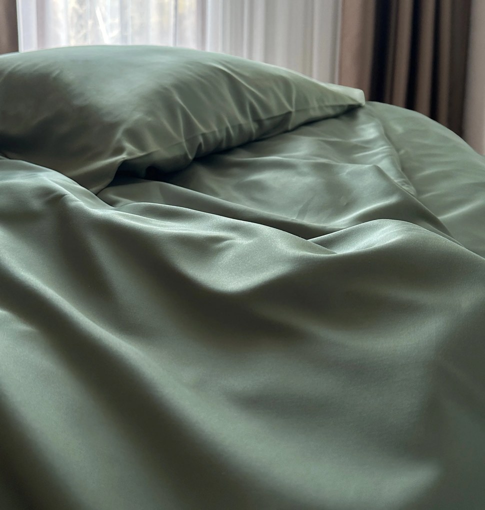 HEDDA Povlečení Tencel™ Lyocell Iballa zelené rozměr: set 70 x 90 cm + 140 x 200 cm