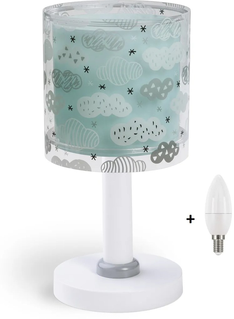 Dalber 41411H CLOUDS green - Dětská stolní lampička s mráčky + Dárek LED žárovka