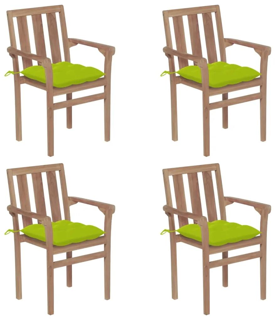 3073405 vidaXL Stohovatelné zahradní židle s poduškami 4 ks masivní teak