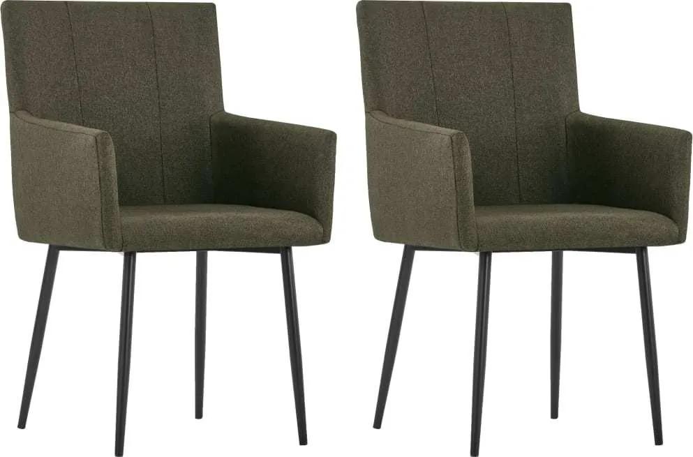 vidaXL Jídelní židle s područkami 2 ks textil [281848] Barva: Hnědá