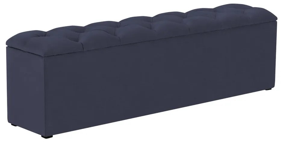 Tmavě modrý otoman k posteli s úložným prostorem Kooko Home Manna, 47 x 180 cm
