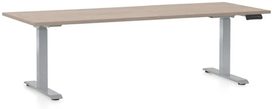 Výškově nastavitelný stůl OfficeTech D, 200 x 80 cm - šedá podnož Barva: Černá