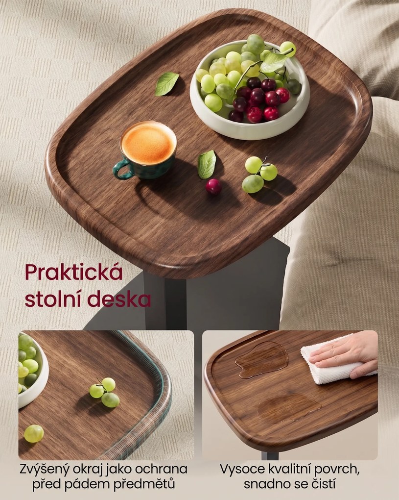Výškově nastavitelný odkládací stolek Vasagle Cujo 40 cm černý/ořech