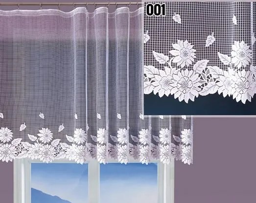 Metrážové záclony žakárové bílé Gabri-660052-2017, Rozměr metráže výška záclony 100cm, Šití metráže bez šití