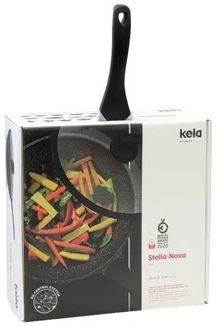 Kela Wok pánev s poklicí STELLA NOVA, litý hliník, černá, 30 cm, 5 l