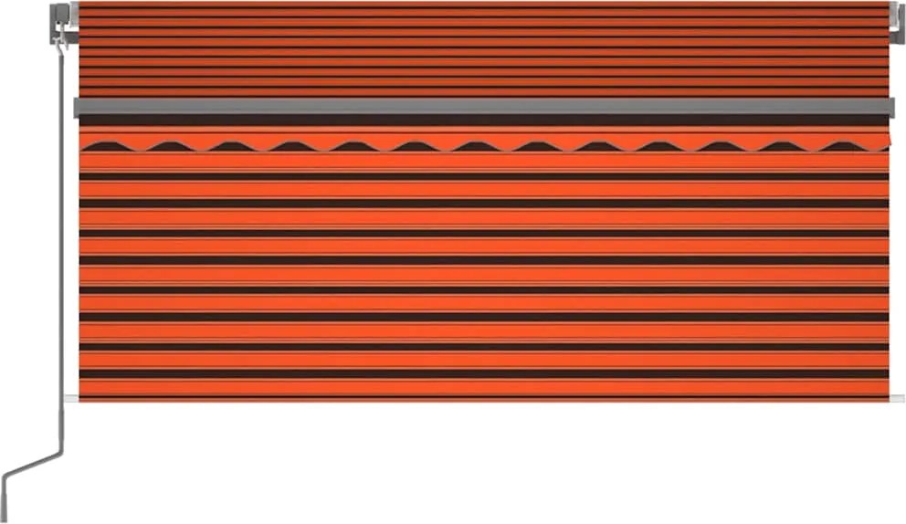 Ručně zatahovací markýza s roletou a LED 3,5x2,5m oranžovohnědá 3069405