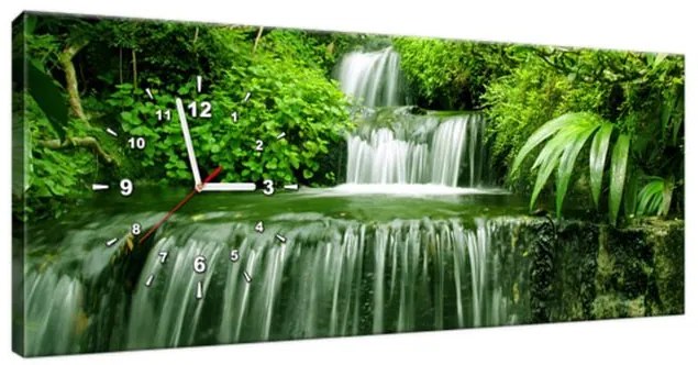Tištěný obraz s hodinami Vodopád v deštném pralese 100x40cm ZP2353A_1I