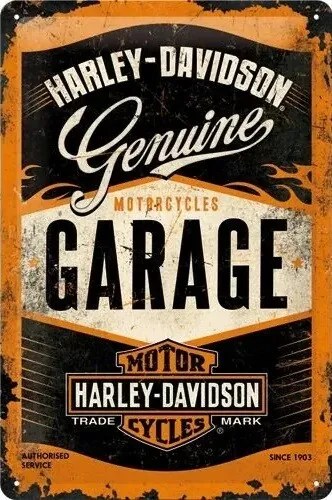 Plechová cedule Harley-Davidson - Garage, (20 x 30 cm)