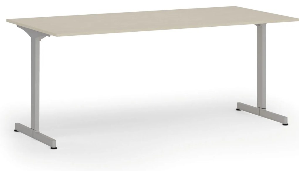 Kancelářský stůl PRIMO BETA, 180x90 cm, šedá podnož, bříza