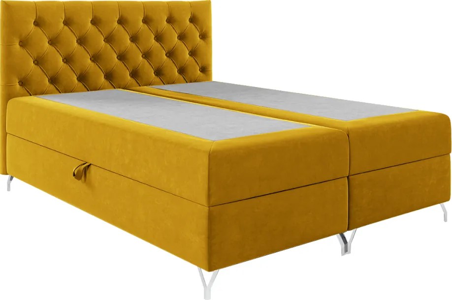 Boxspringová postel, 200x200, žlutá látka Velvet, GULIETTE + dárek