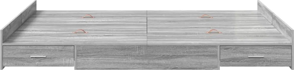 Rám postele s úložným prostorem s čelo Šedá Sonoma 150 x 200 cm 3335290