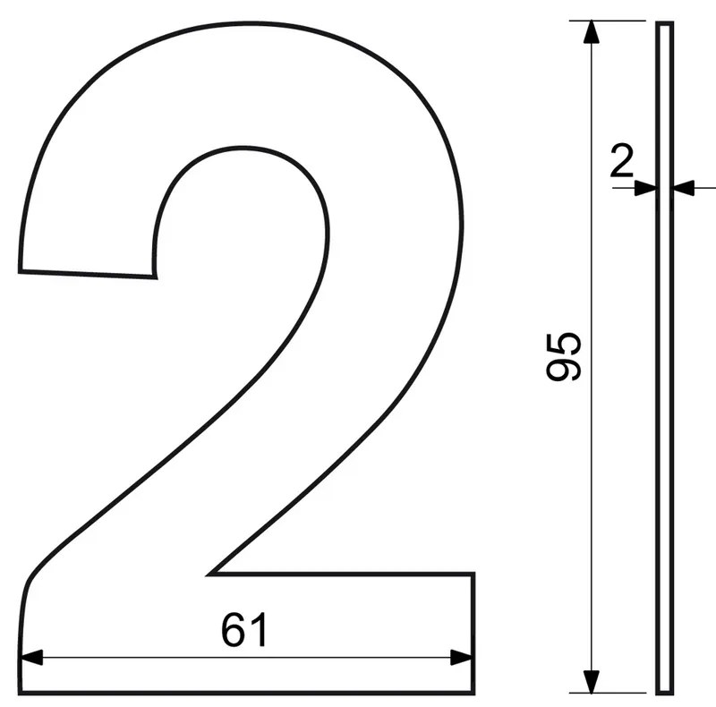 Domovní číslo "2", RN.95L, černá