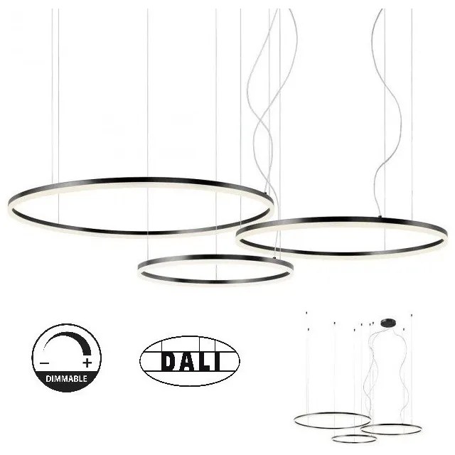 Redo Závěsné LED svítidlo ORBIT ø100/ø80/ø60 cm, 3000K, 3 kruhy Barva: Bílá, Stmívání, řízení: TRIAC