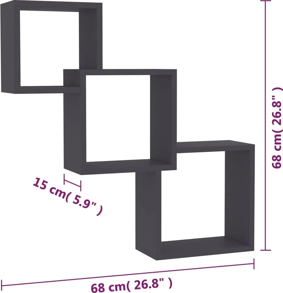vidaXL Nástěnné police kostka 68x15x68 cm dřevotříska [800276] Barva: Staré dřevo