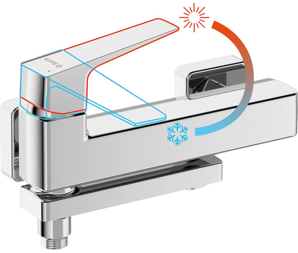 Deante Blur, nástěnná vanová baterie s otočným výtokem, 150 mm, chromová, DEA-BQL_012M