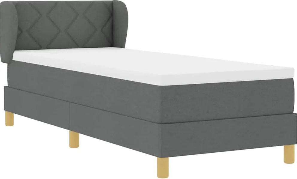 Postel s boxspringem s čelo Tmavě šedá 80 x 200 cm textil 3340242