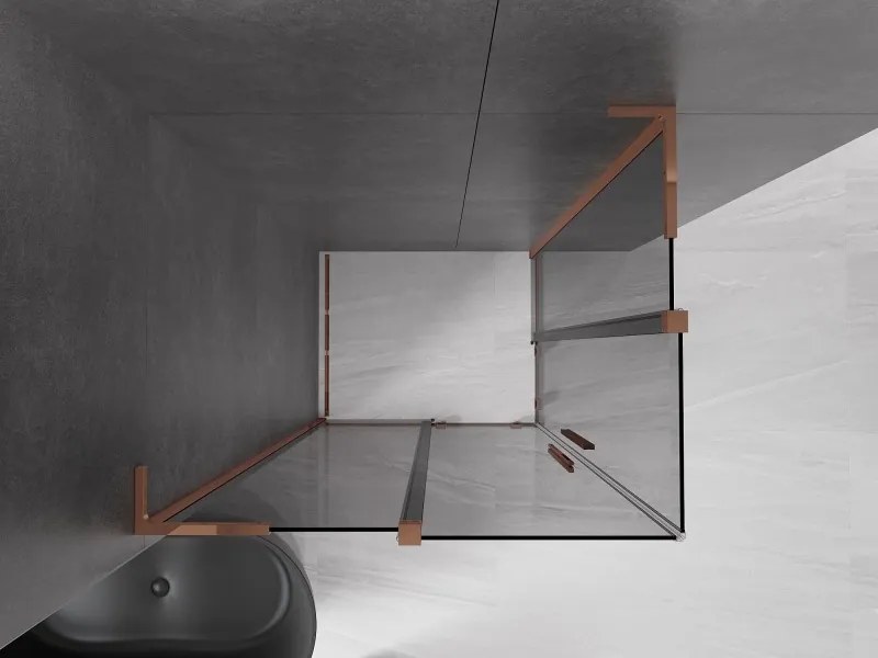 Mexen Velar L Duo, sprchový kout s posuvnými dveřmi 90 x 80 cm, 8mm šedé sklo, růžové zlato, 871-090-080-02-43-60