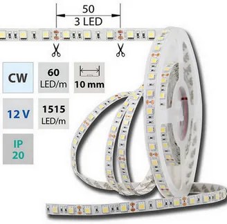 LED pásek McLED 12V studená bílá š=10mm IP20 14,4W/m 60LED/m SMD5050 ML-121.599.60.2