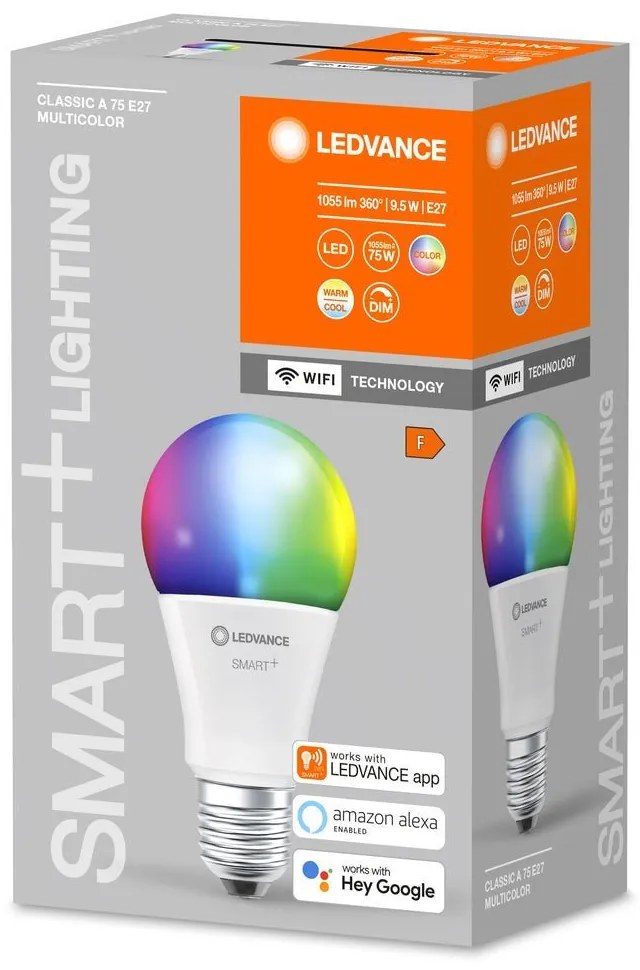 Chytrá stmívatelná WiFi LED RGBW žárovka E27 9.5W