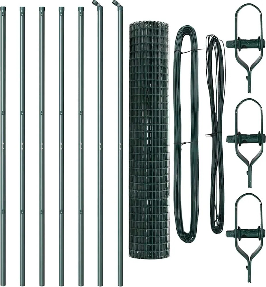 Euro plotové kotvení 10 x 1,5 m Ocel potažená PVC Zelená 3350293