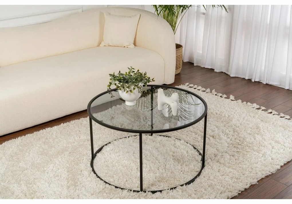 Konferenční stolek Aurum Black s tmavým sklem, 80 cm